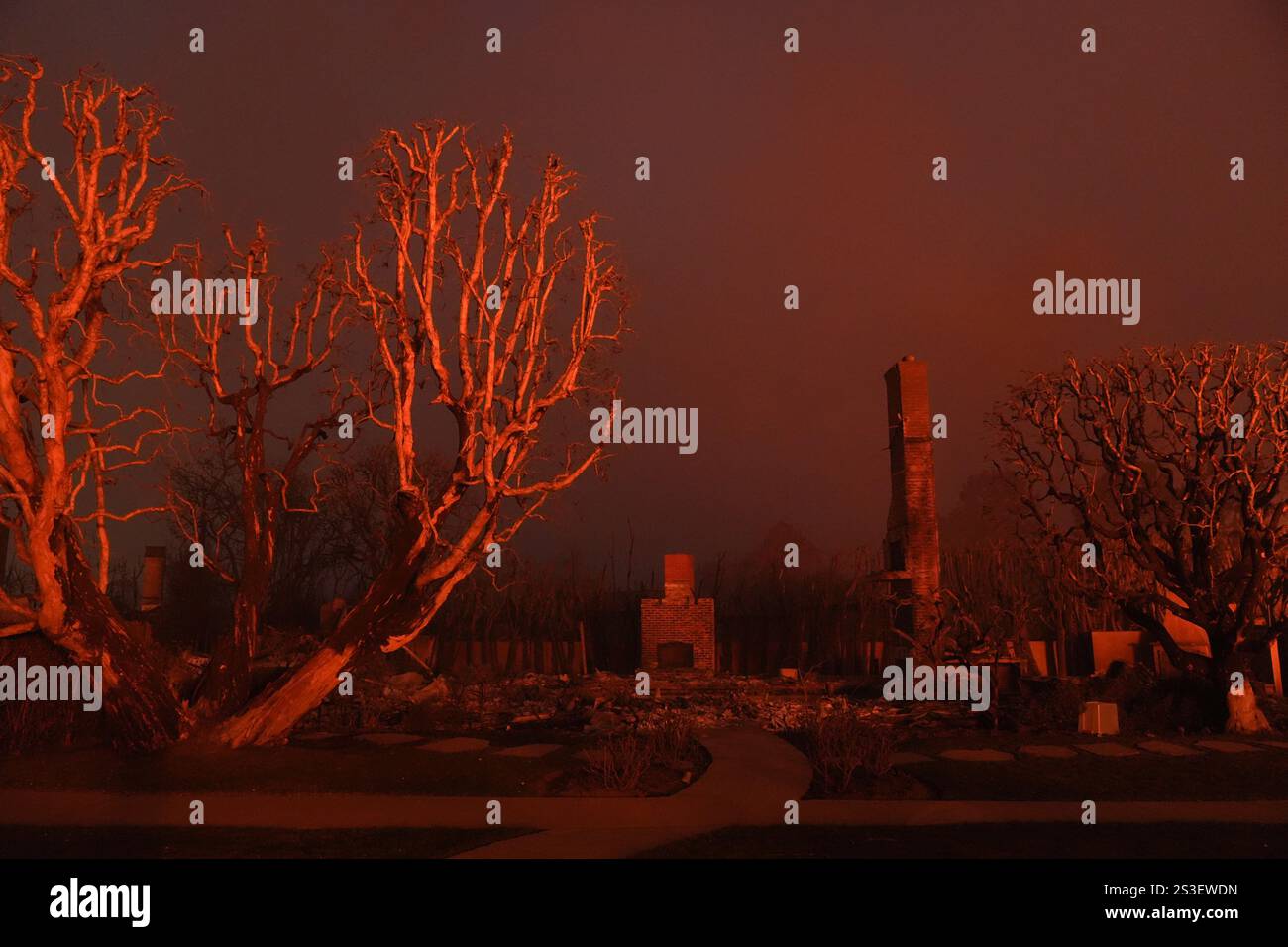 The ruins of a burned property in the Pacific Palisades neighborhood of ...