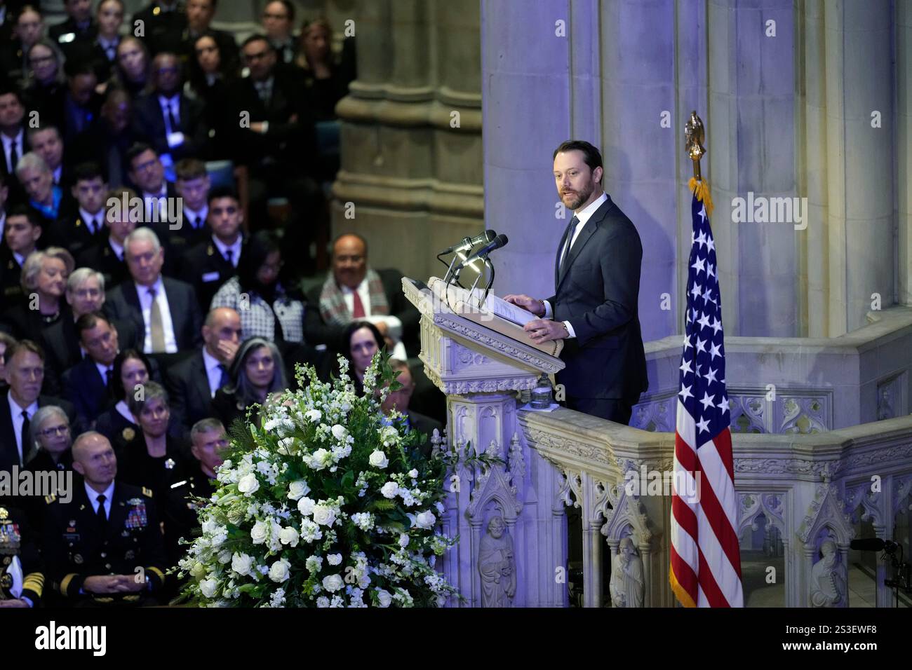 Grandson Jason Carter, speaks during the state funeral for former ...