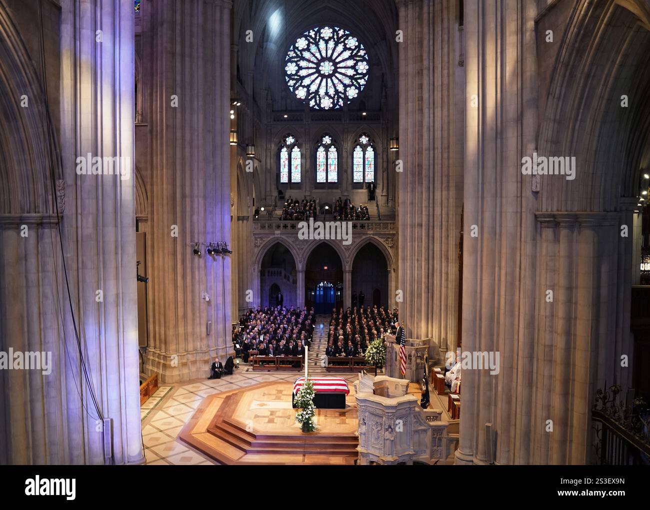 The flag-draped casket of former President Jimmy Carter is seen during ...
