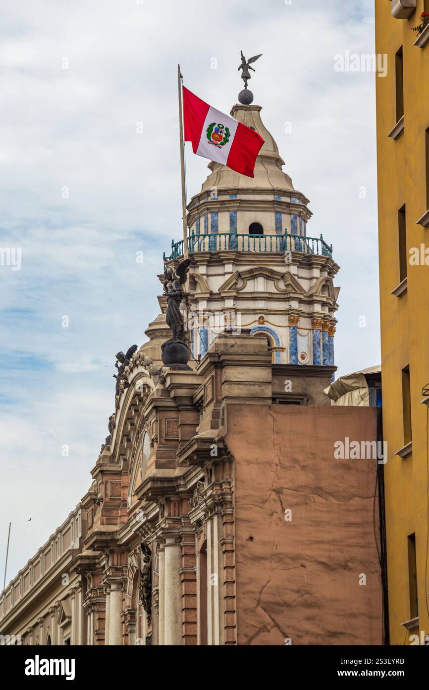 Peruvian flag at Convent of Santo Domingo - Lima, Peru Stock Photo - Alamy