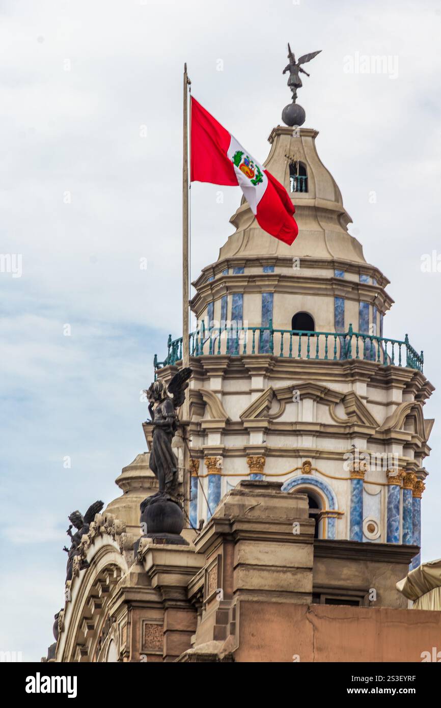Peruvian flag at Convent of Santo Domingo - Lima, Peru Stock Photo - Alamy