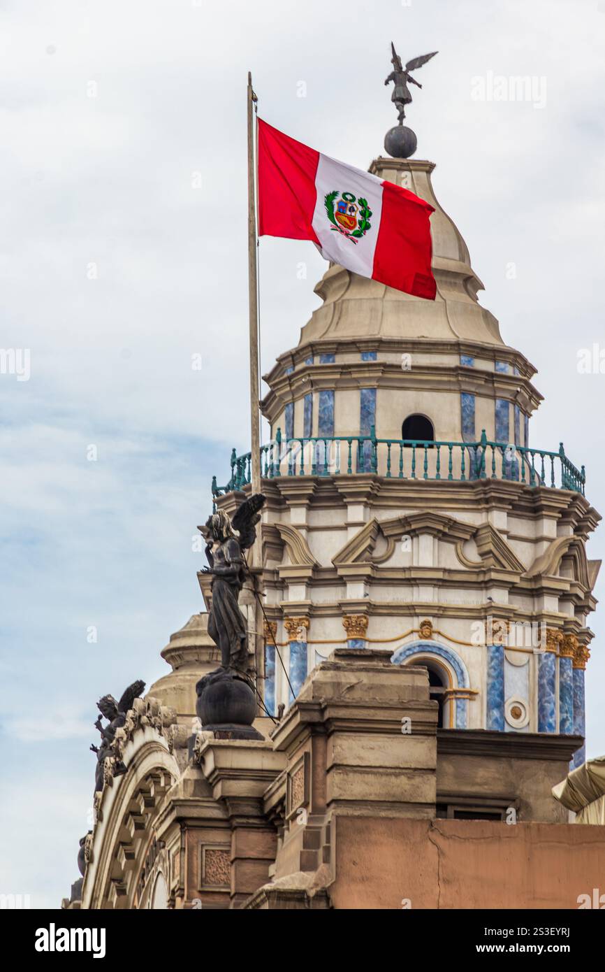 Peruvian flag at Convent of Santo Domingo - Lima, Peru Stock Photo - Alamy