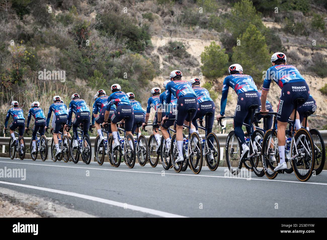 Team Soudal Quick-Step cyclists ride during the 2025 Soudal Quick-Step ...