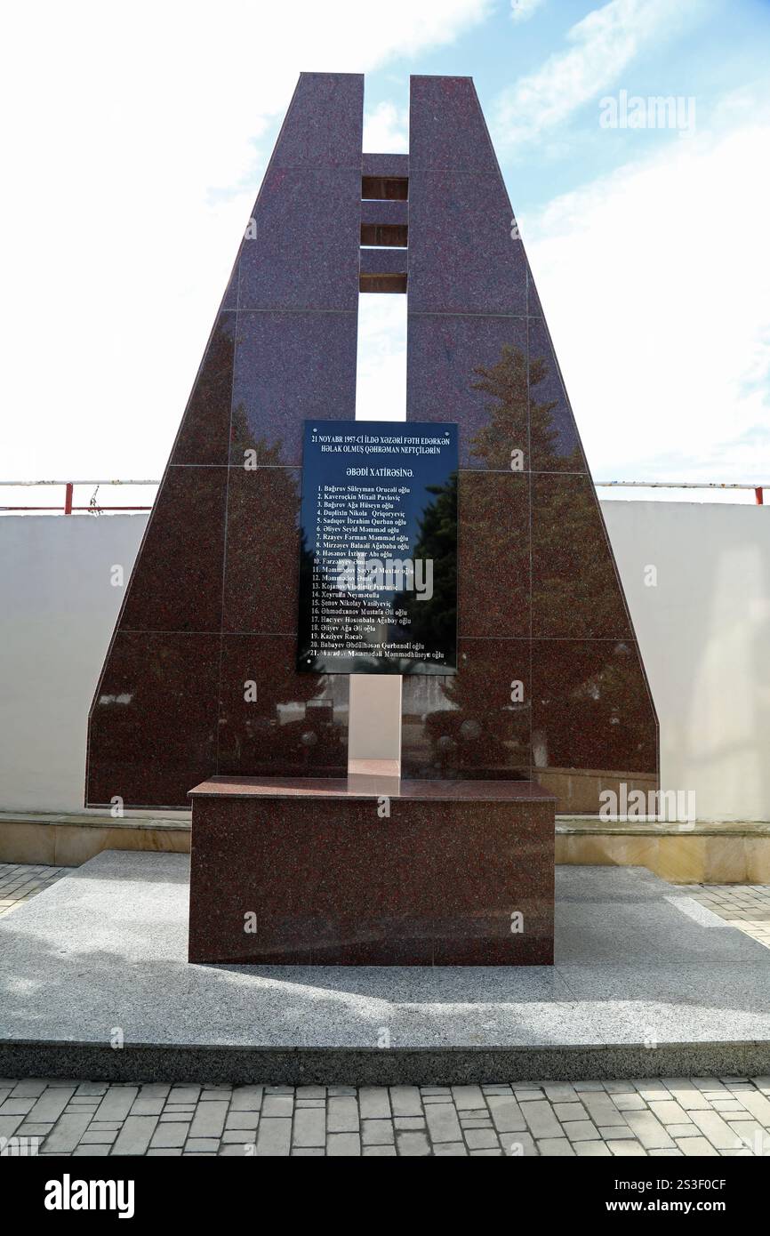 Memorial at Oil Rocks for the 1957 tragedy Stock Photo - Alamy
