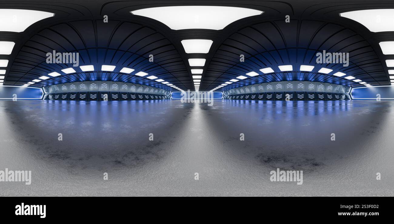 Virtual showroom. Futuristic room virtual reality map. Spherical hdri ...