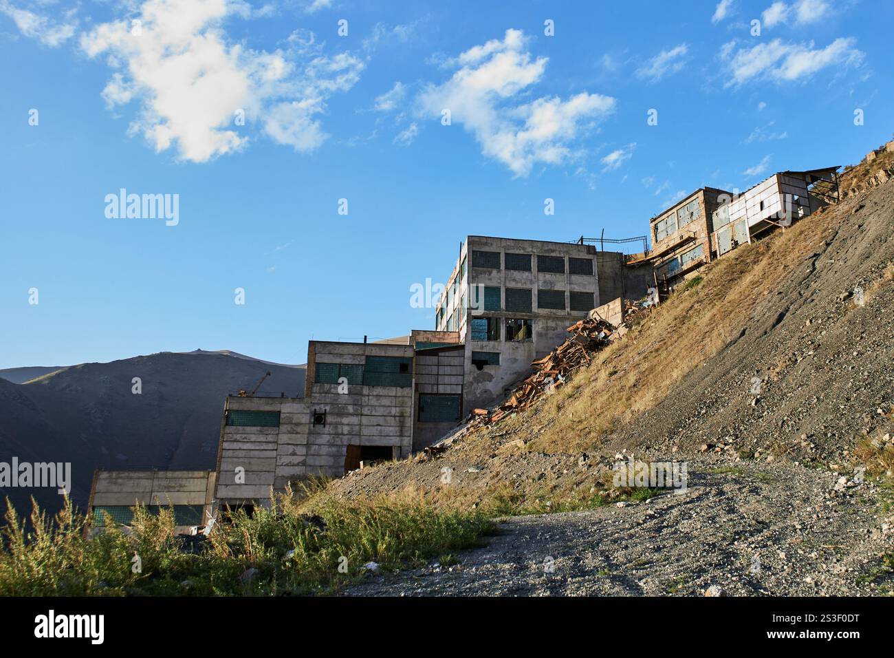 Lead enrichment, Concentrating plant, old factory building in Ak-Tyuz ...
