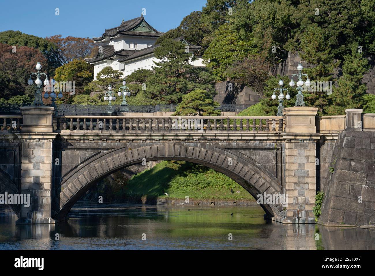 Nijubashi Bridge and castle at Imperial palace in Chiyoda city, Tokyo ...