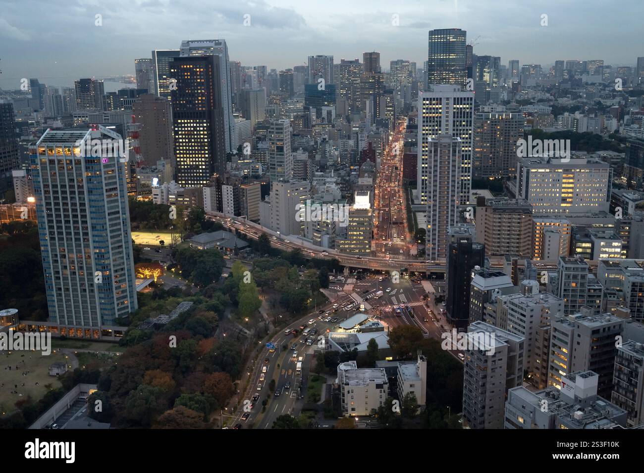 ARK Hills as seen from the Tokyo Tower at evening. Tokyo. Japan ...