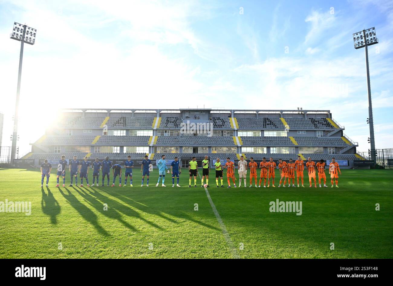 Players of GNK Dinamo and FC Shakhtar line up prior to the friendly ...