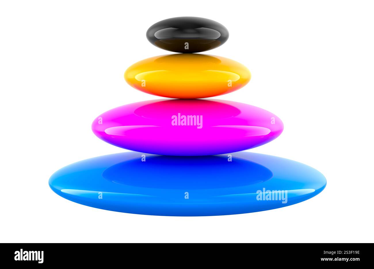 Colored stones. CMYK, concept. 3D rendering isolated on white ...