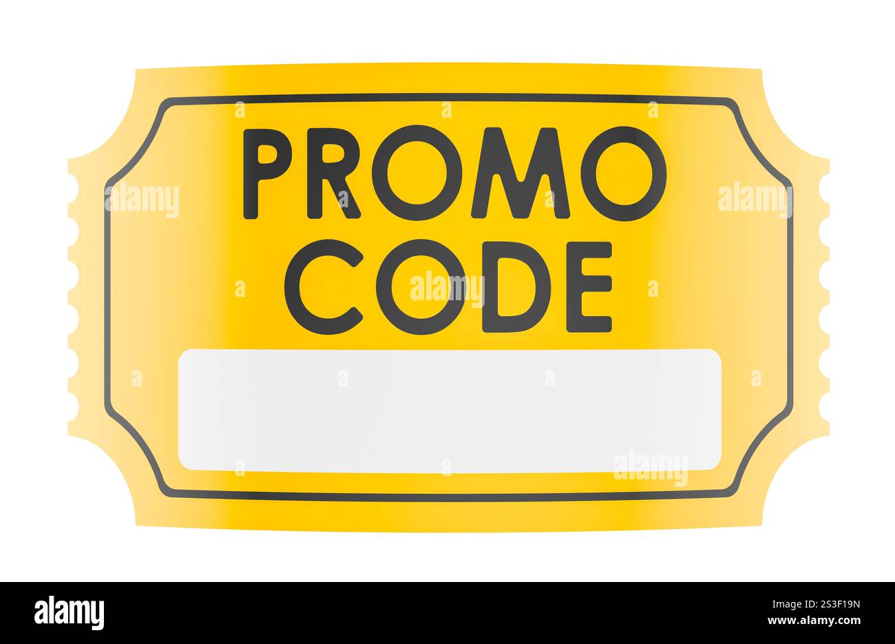 Promo code, gold coupon. Mockup template. 3D rendering isolated on ...