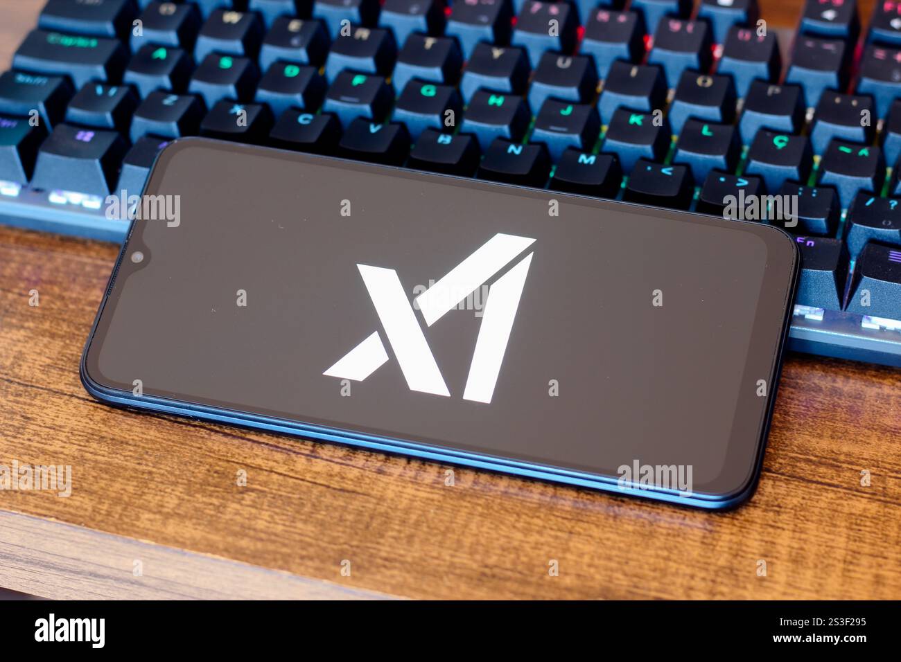In this photo illustration, the xAI logo is seen displayed on a ...