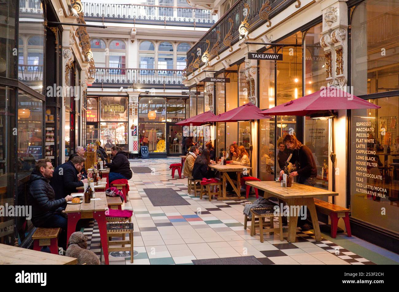 Cafe in the Barton Arcade, Deansgate, Manchester Stock Photo - Alamy