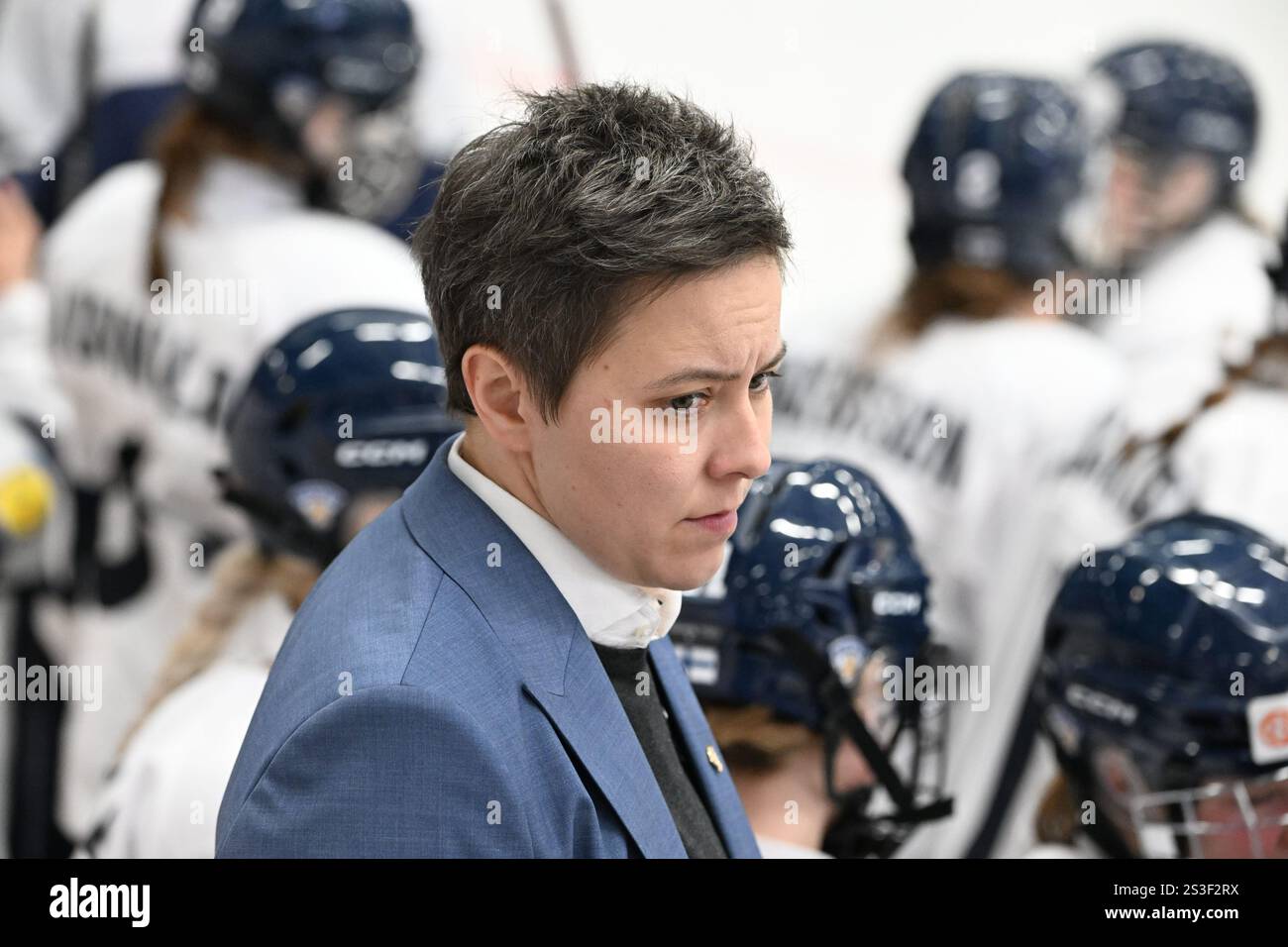 Vantaa, Finland. 09th Jan, 2025. Finnish head coach Mira Kuisma during ...
