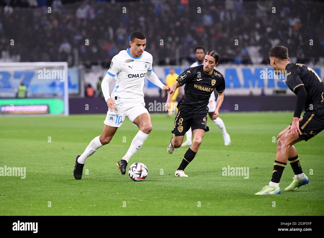 08 Yassine KECHTA (hac) - 10 Mason GREENWOOD (om) during the Ligue 1 ...