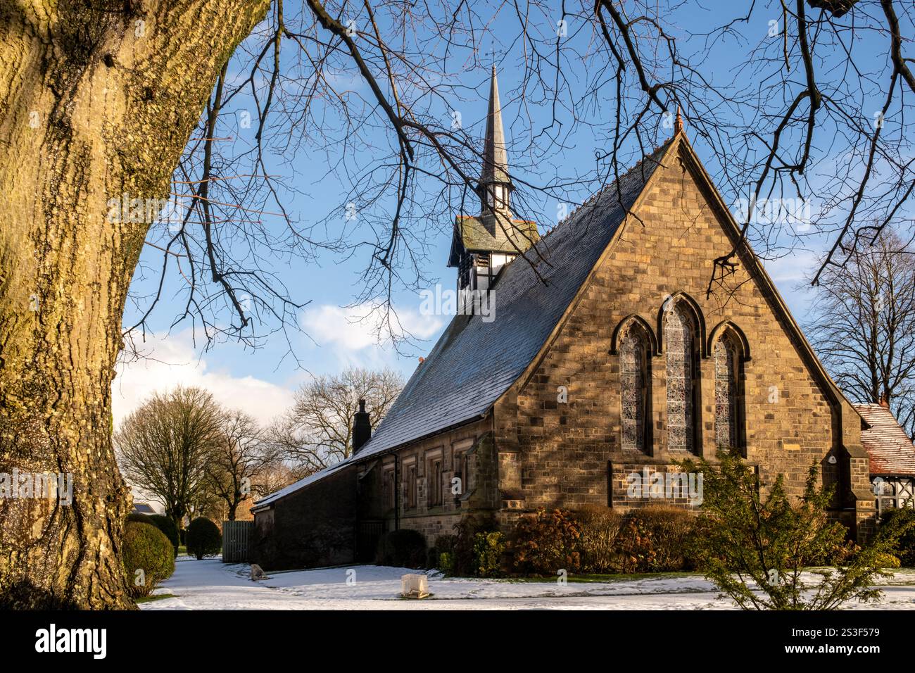 Snow covered St Peter's Church, Salesbury, Ribble Valley, Lancashire ...