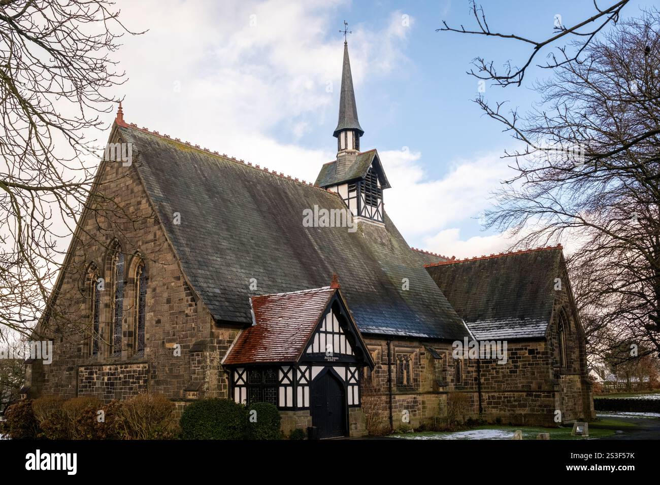 Snow covered St Peter's Church, Salesbury, Ribble Valley, Lancashire ...