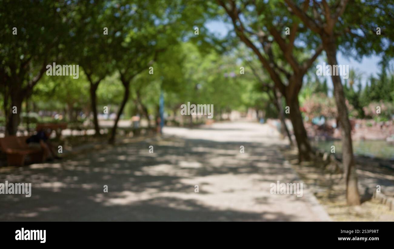 Outdoor park setting with blurred background, featuring defocused ...