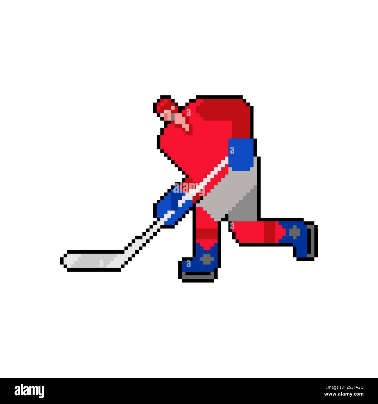Hockey player pixel art. 8 bit ice hockey player. pixelated Vector ...