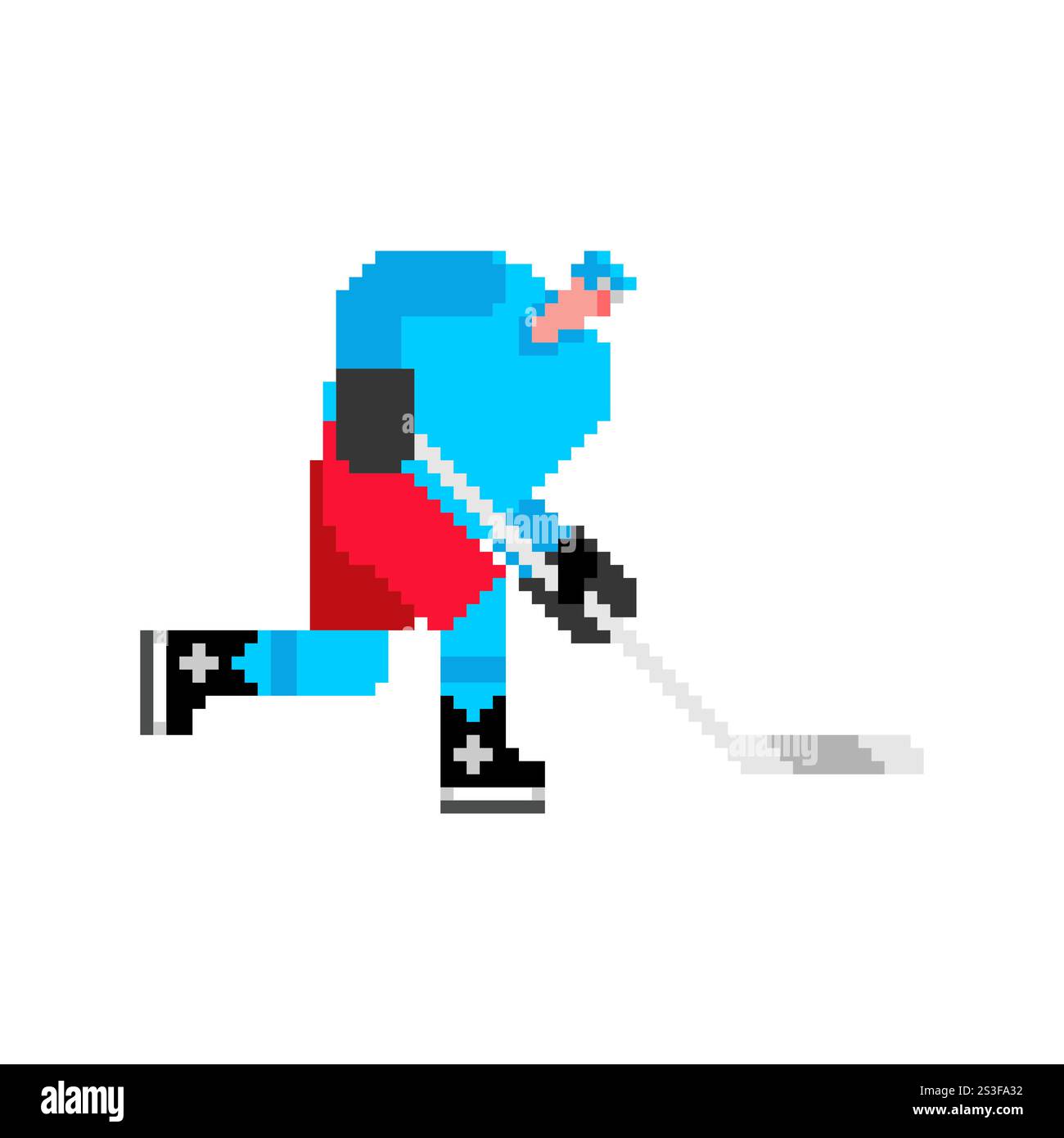 Hockey player pixel art. 8 bit ice hockey player. pixelated Vector ...