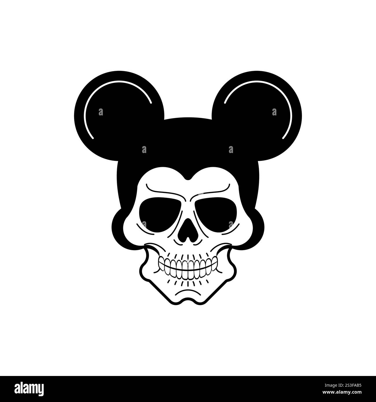 Mouse Skull isolated. Rat Skeleton Head with Ears Stock Vector Image ...