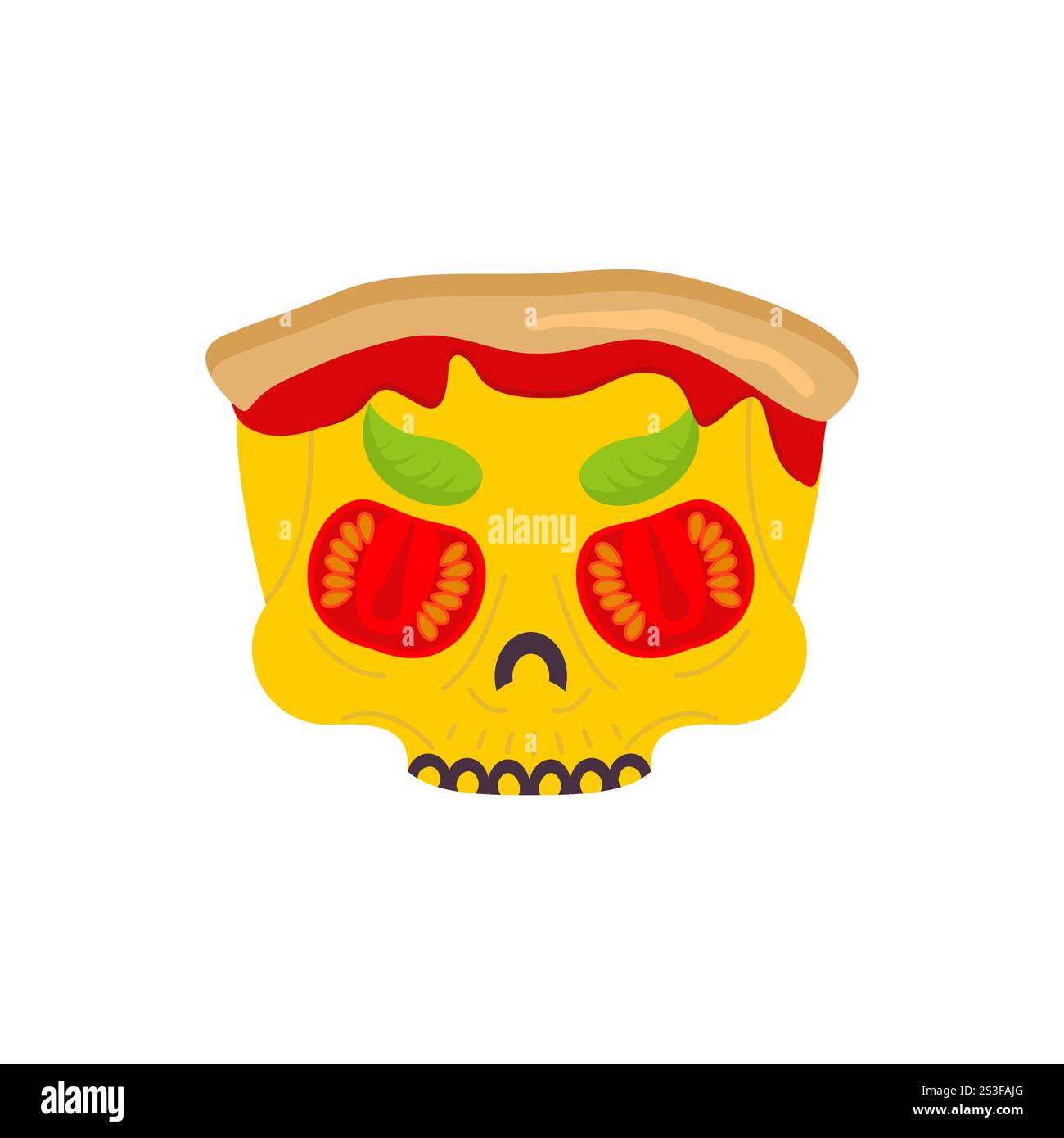 Skull pizza. Skeleton head pizza slice. Concept harmful fast food Stock ...
