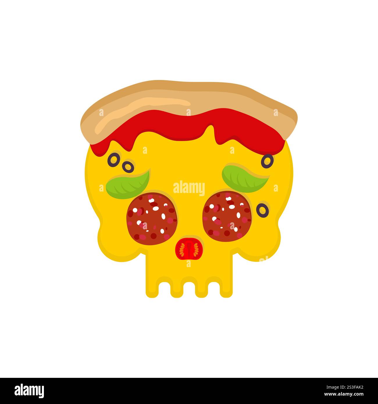 Skull pizza. Skeleton head pizza slice. Concept harmful fast food Stock ...