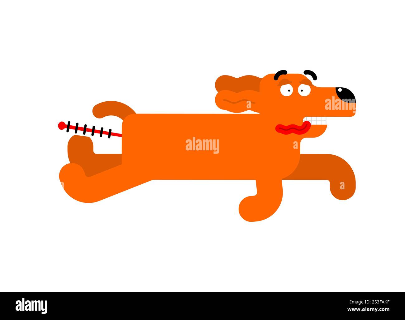 Dog taking temperature rectally. Conceptual illustration by ...