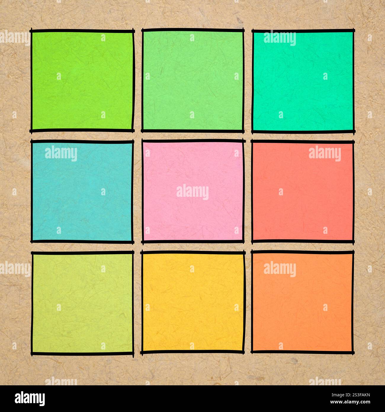 set of colorful, blank, square notes on art paper Stock Photo - Alamy