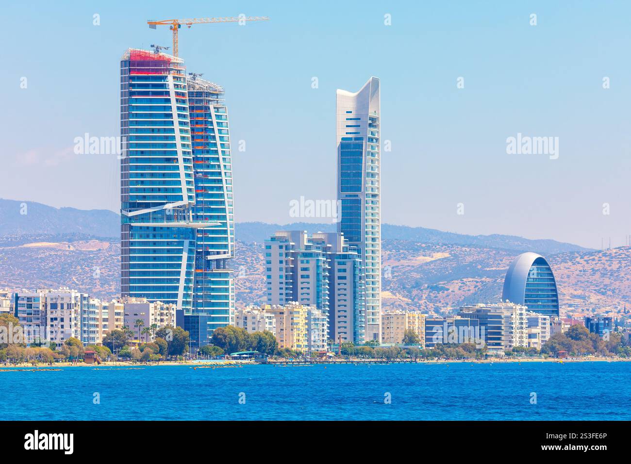 Limassol skyline in Cyprus featuring modern high-rise buildings along ...