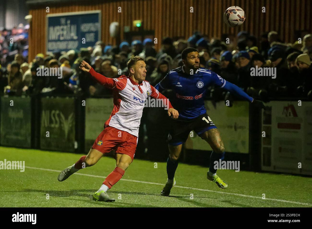 Kevin Hayes of Stockton Town and Tobi Adebayo-Rowling of Rochdale in ...