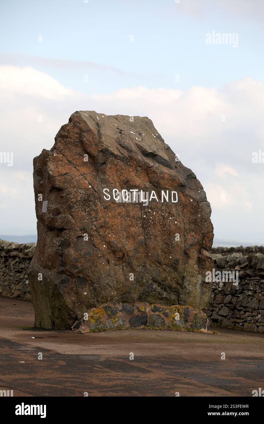 General views of the main road border between England and Scotland in ...