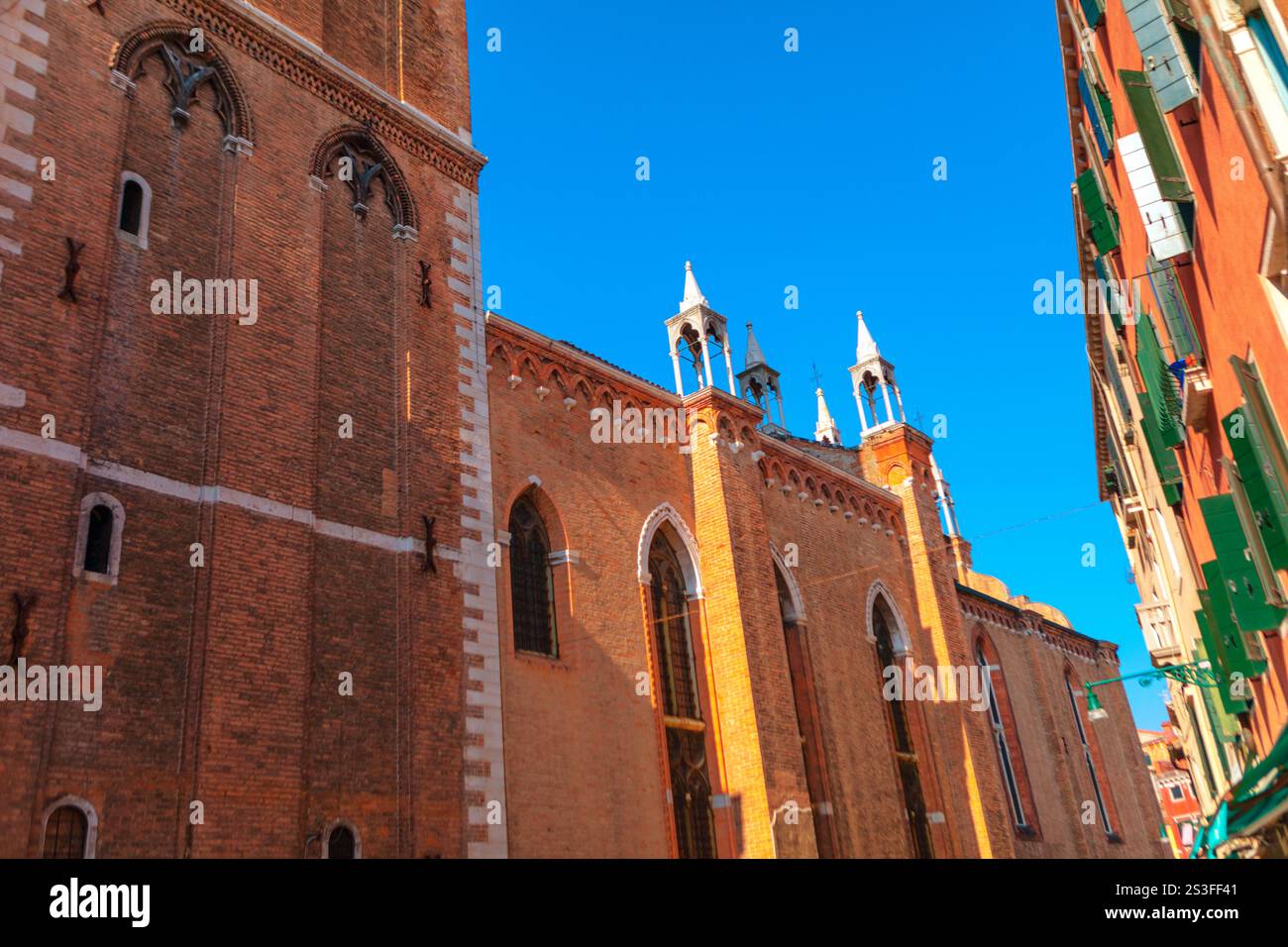 Historic brick building with Gothic architectural elements in Venice ...