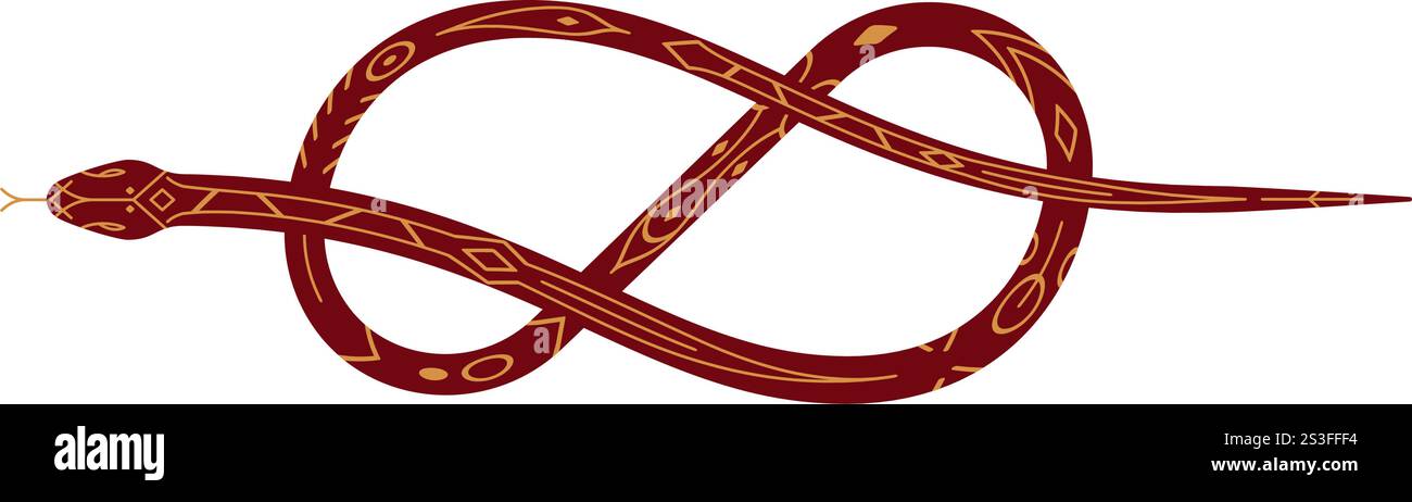 snake knot line border. 2025 Chinese Lunar New Year vector illustration ...