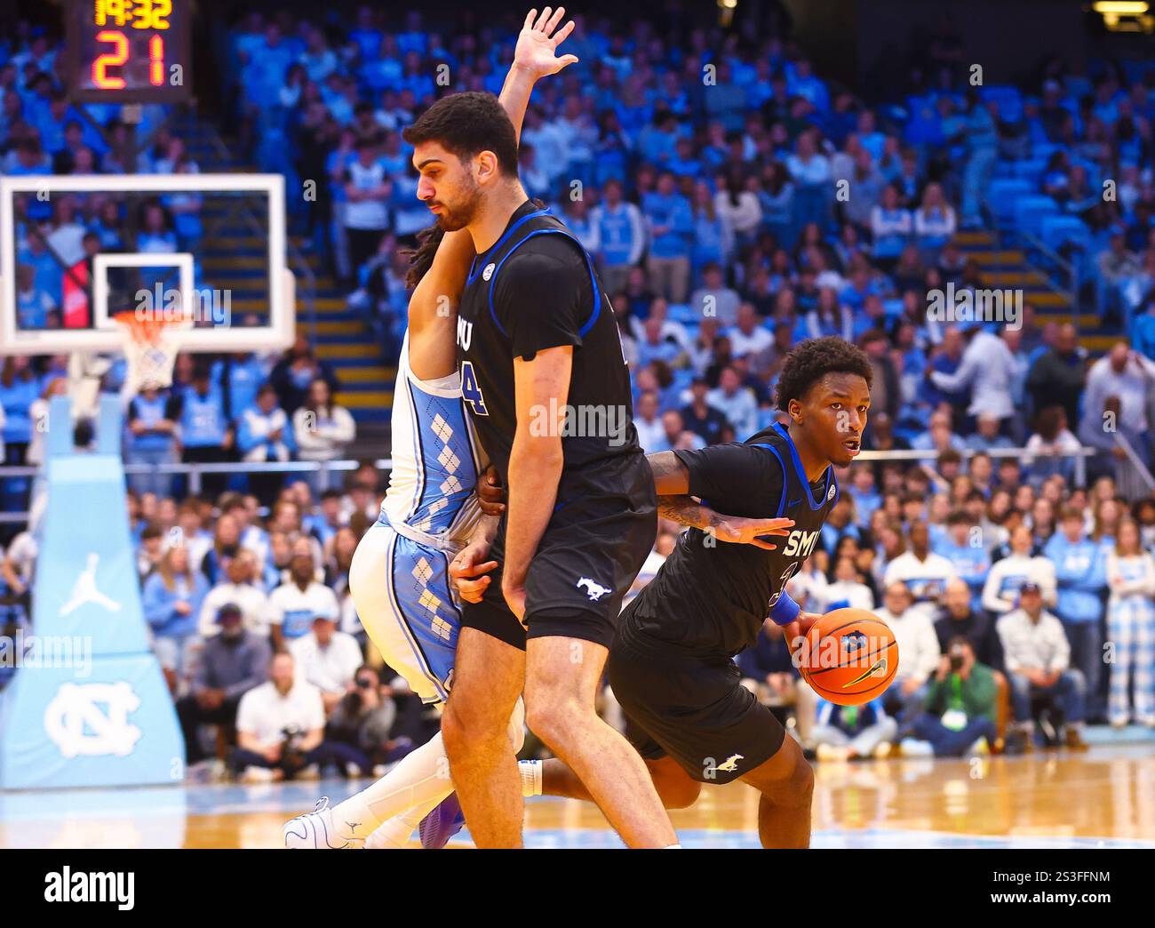 January 7, 2025: SMU senior Chuck Harris (3) dribbles ball in front of ...
