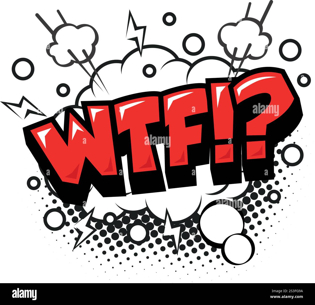 Lettering WTF in comic style. Vector negative burst icon speech phrase ...