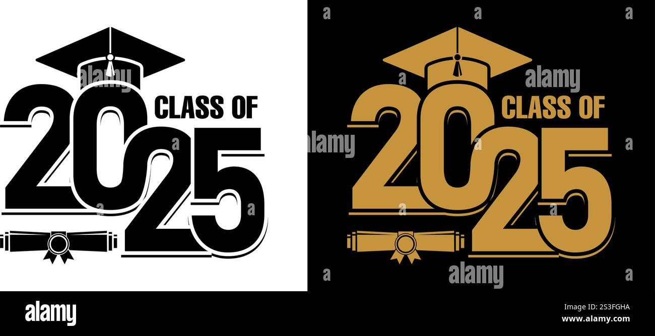 Lettering Class of 2025 for greeting, invitation card. Text for ...