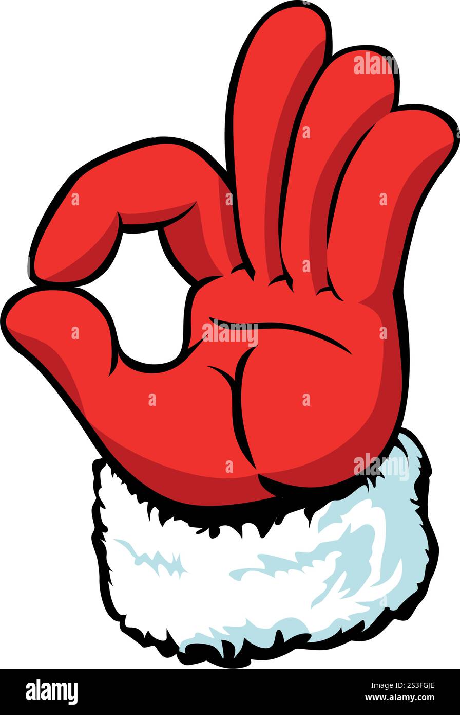 Santa Claus hand showing okey sign. Christmas template element for ...