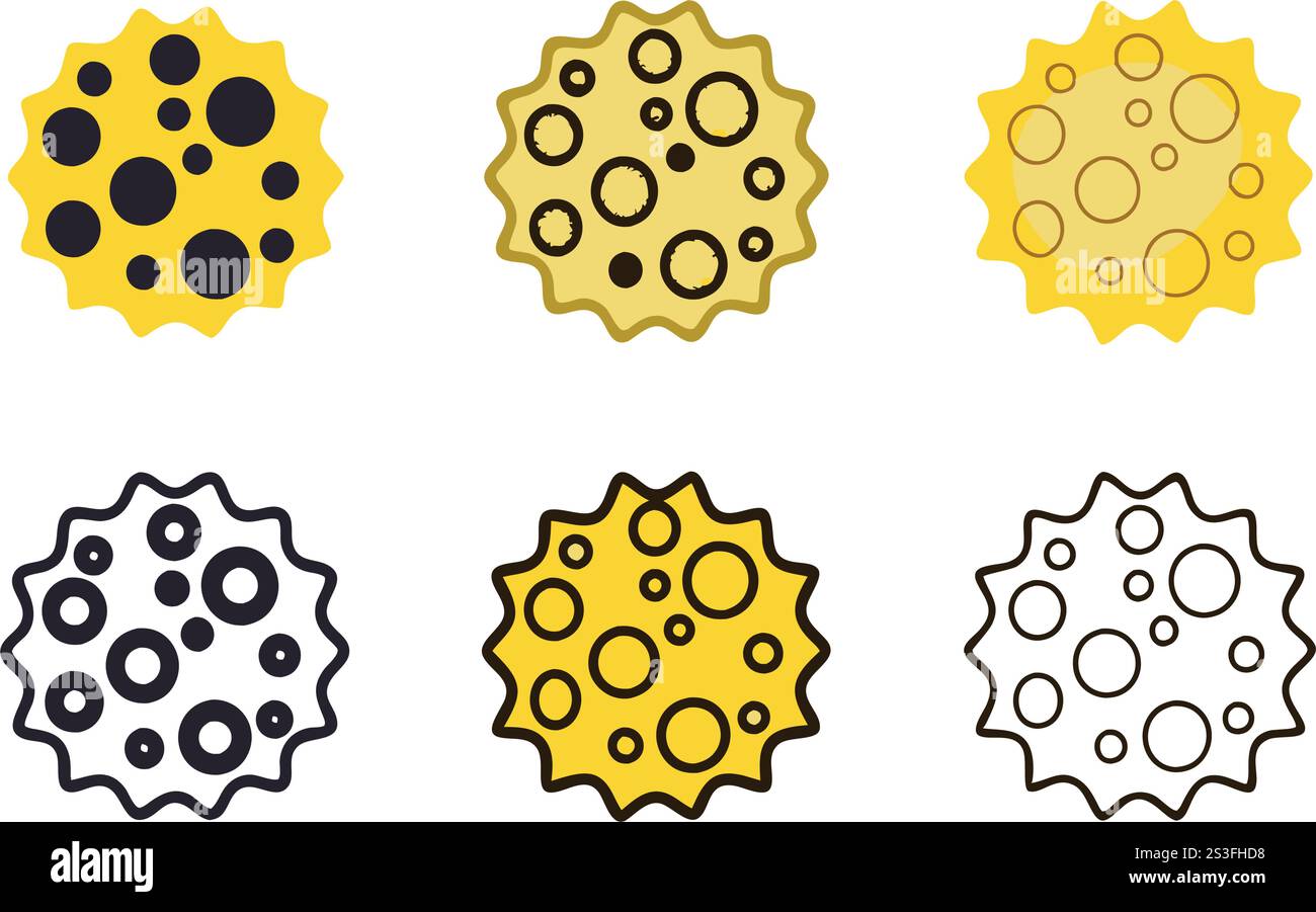 Set of detailed cancer cell line art icons, depicting scientific ...