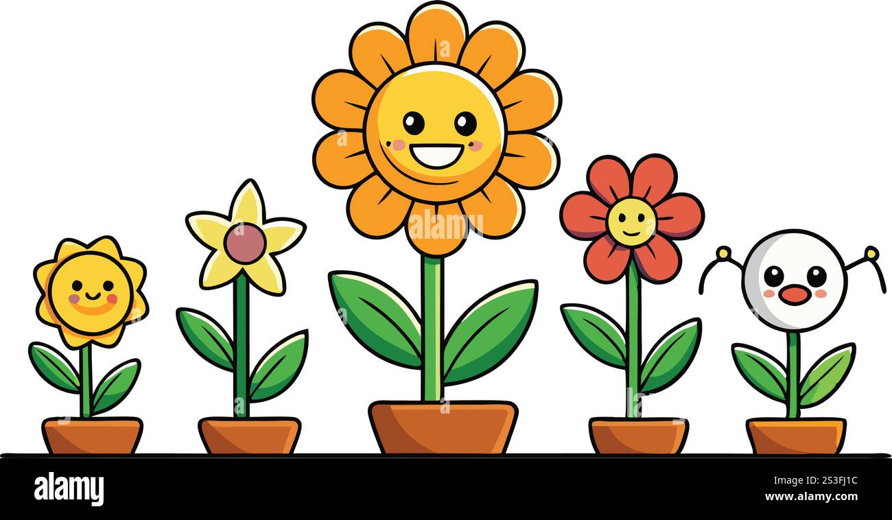 Cute and colorful flower graphics with growth symbols highlighting ...