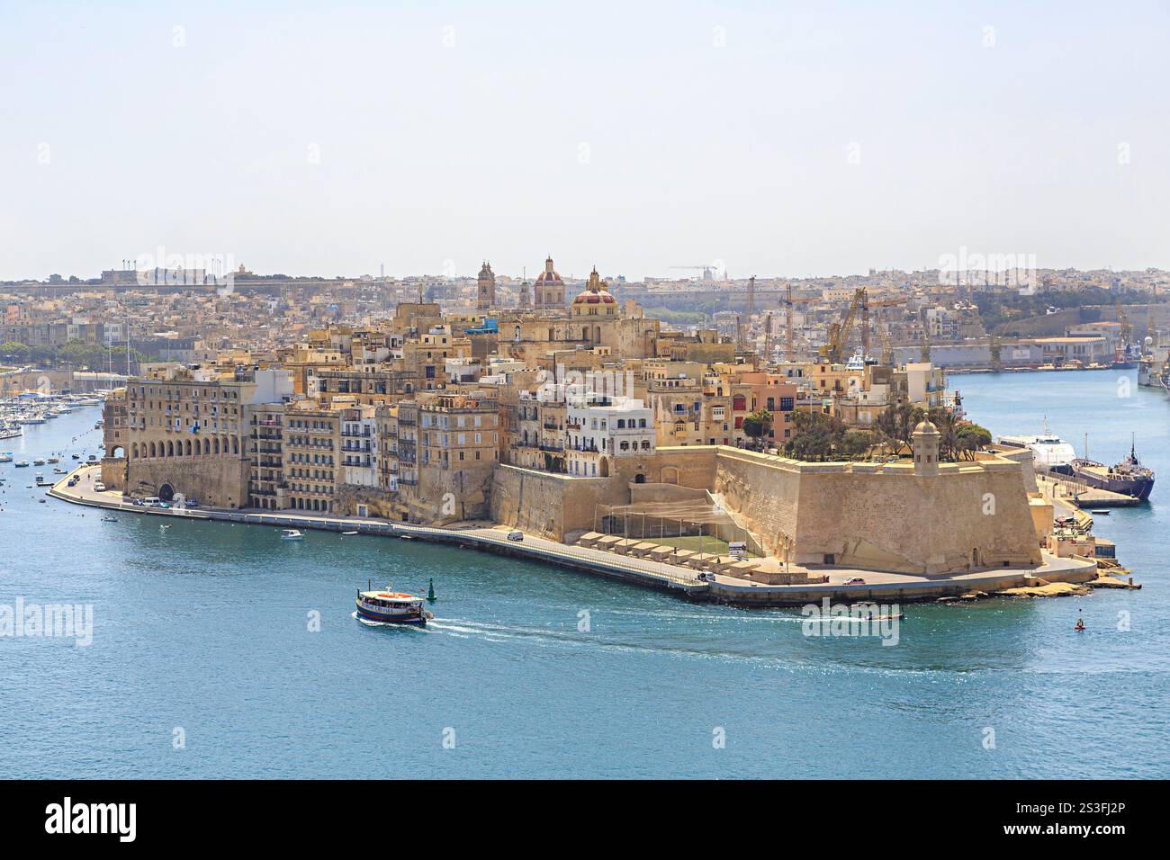 Fort Saint Angelo in Birgu, seen across the Grand Harbour from Valletta ...