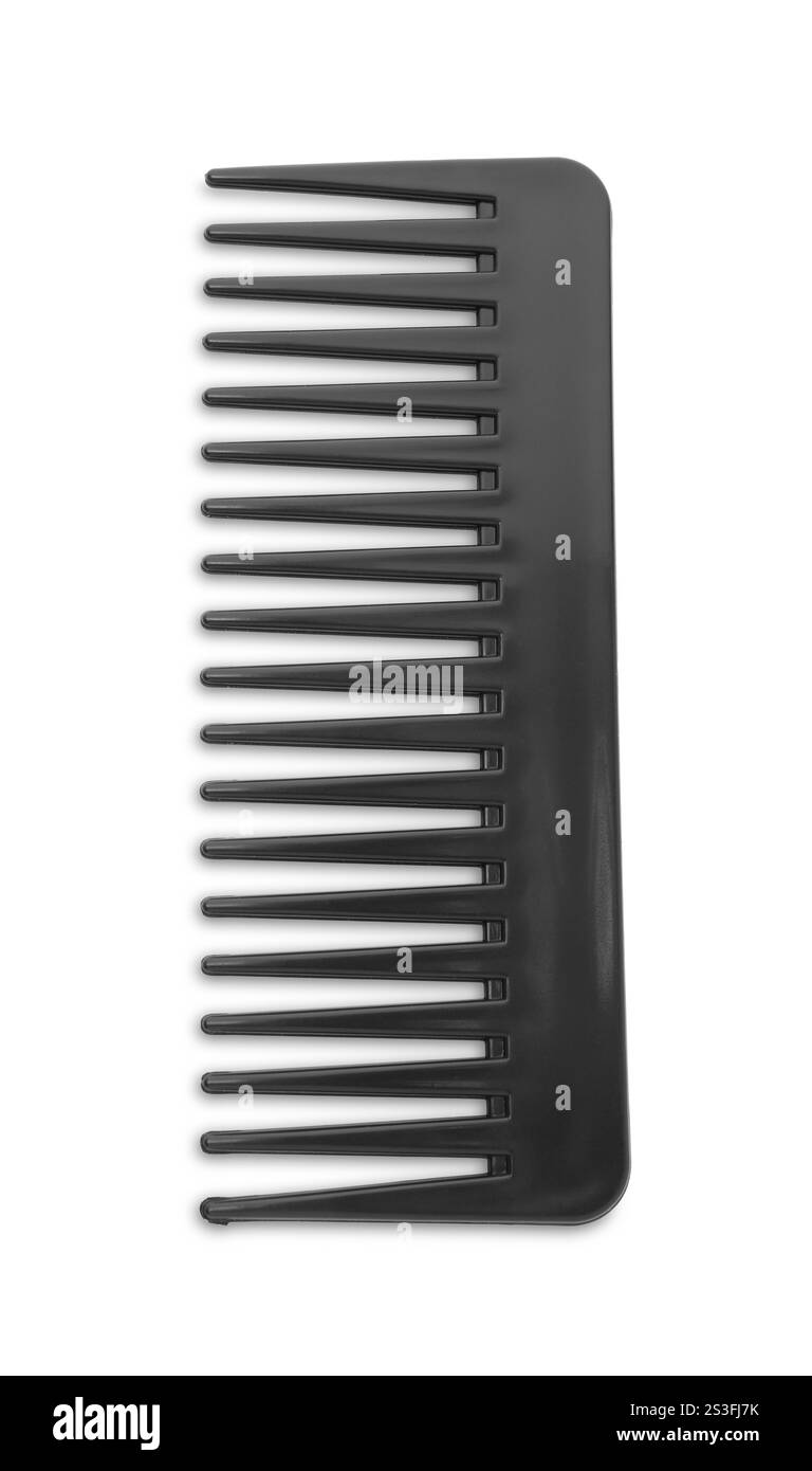 One black plastic comb isolated on white Stock Photo - Alamy
