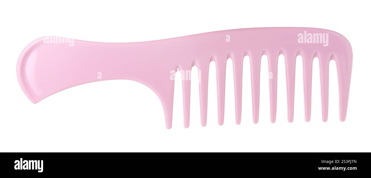 One pink plastic comb isolated on white Stock Photo - Alamy