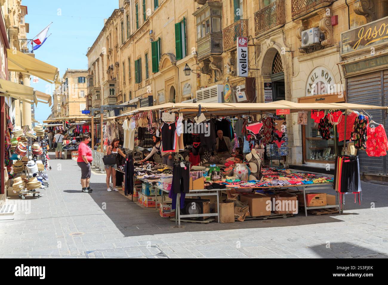 Market stall in street, Valletta, Malta Stock Photo - Alamy