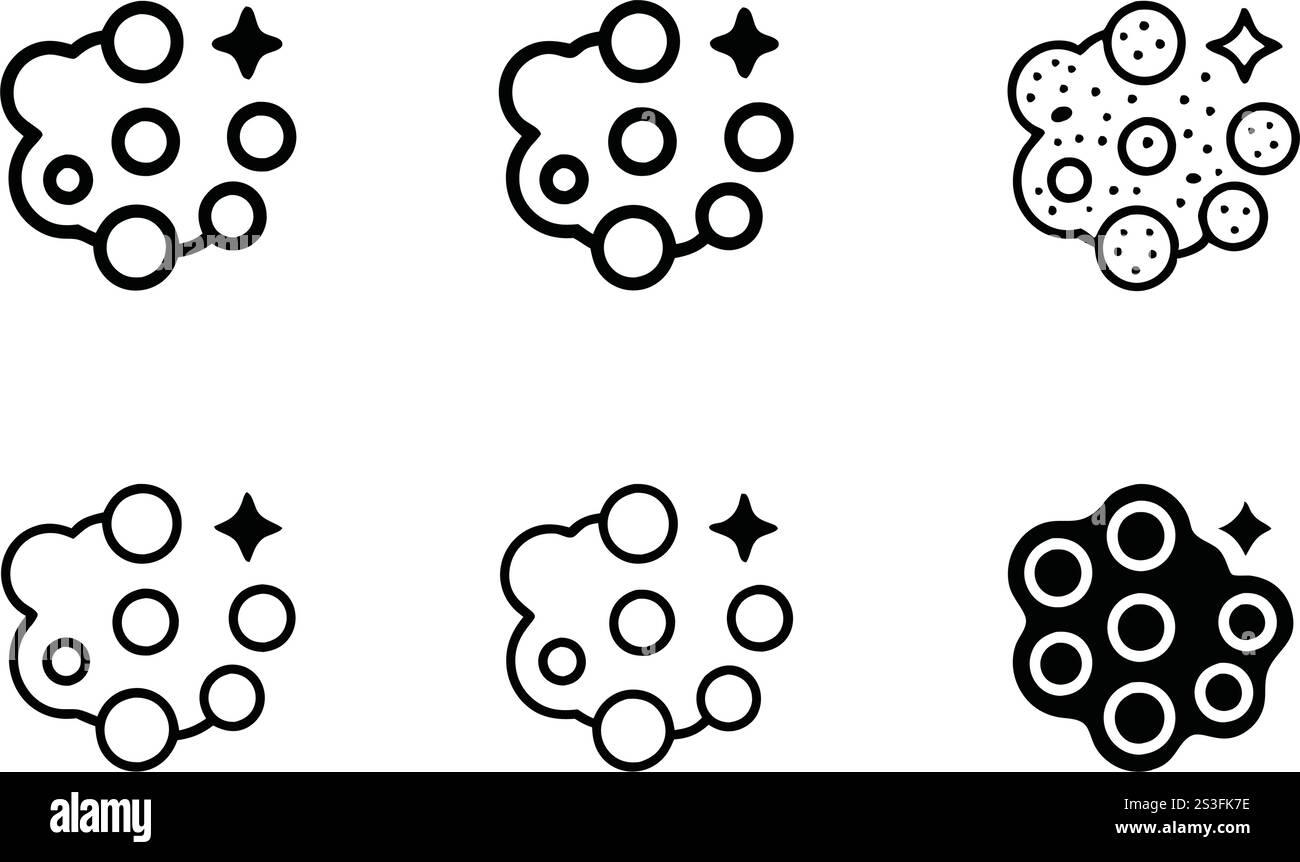 Unique medical icon set featuring cancer cell illustrations in clean ...