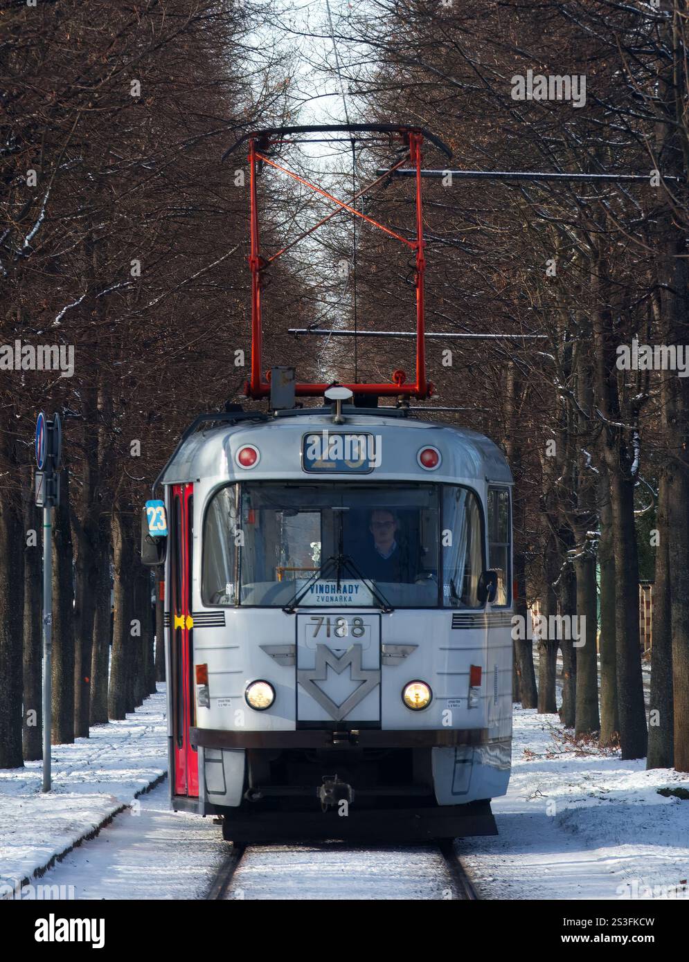 Prague, Czech Republic - January 4, 2025: Tram number 23 in colour ...