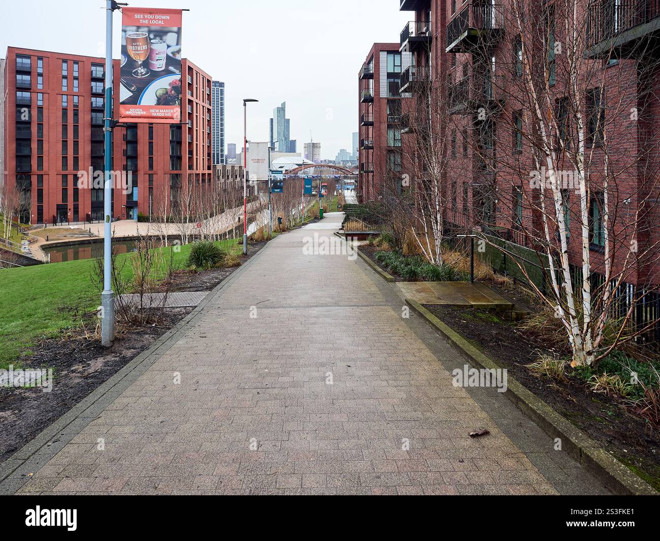 Salford , Manchester, UK, 01-04-2025: Middlewood Locks, Brick apartment ...