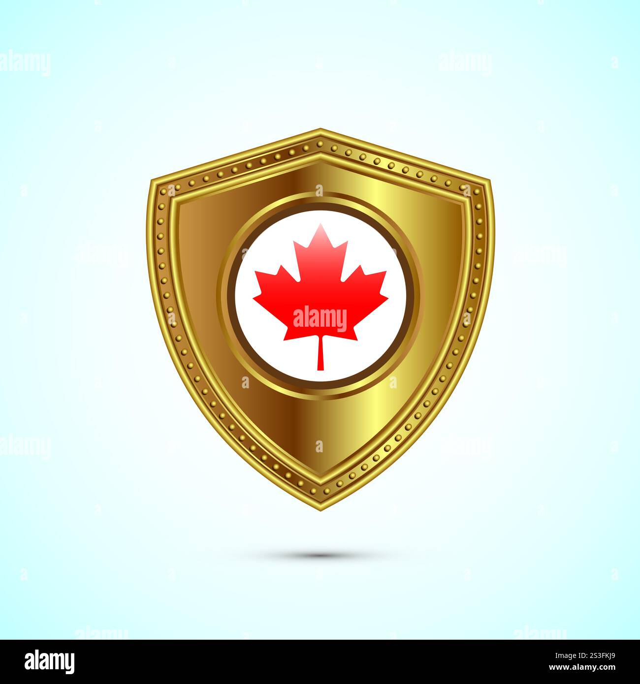 Rounded flag of Canada with glossy gold shield Stock Vector Image & Art ...