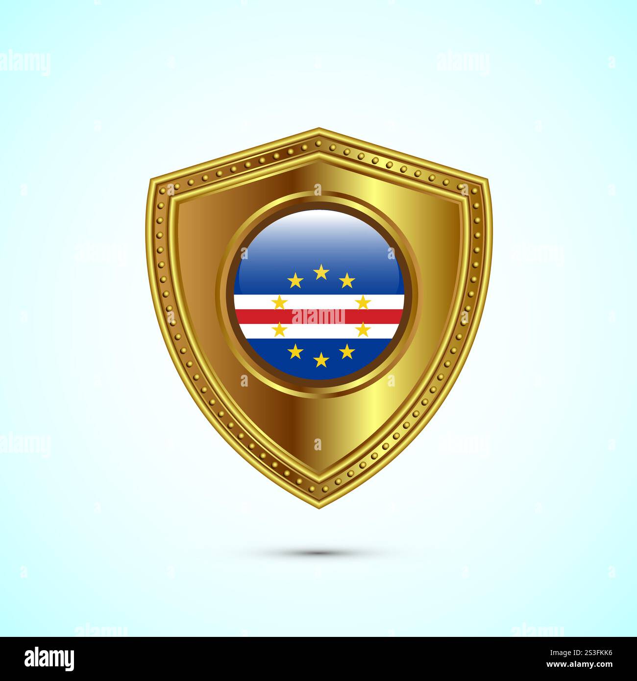 Rounded flag of Cape Verde with glossy gold shield Stock Vector Image ...