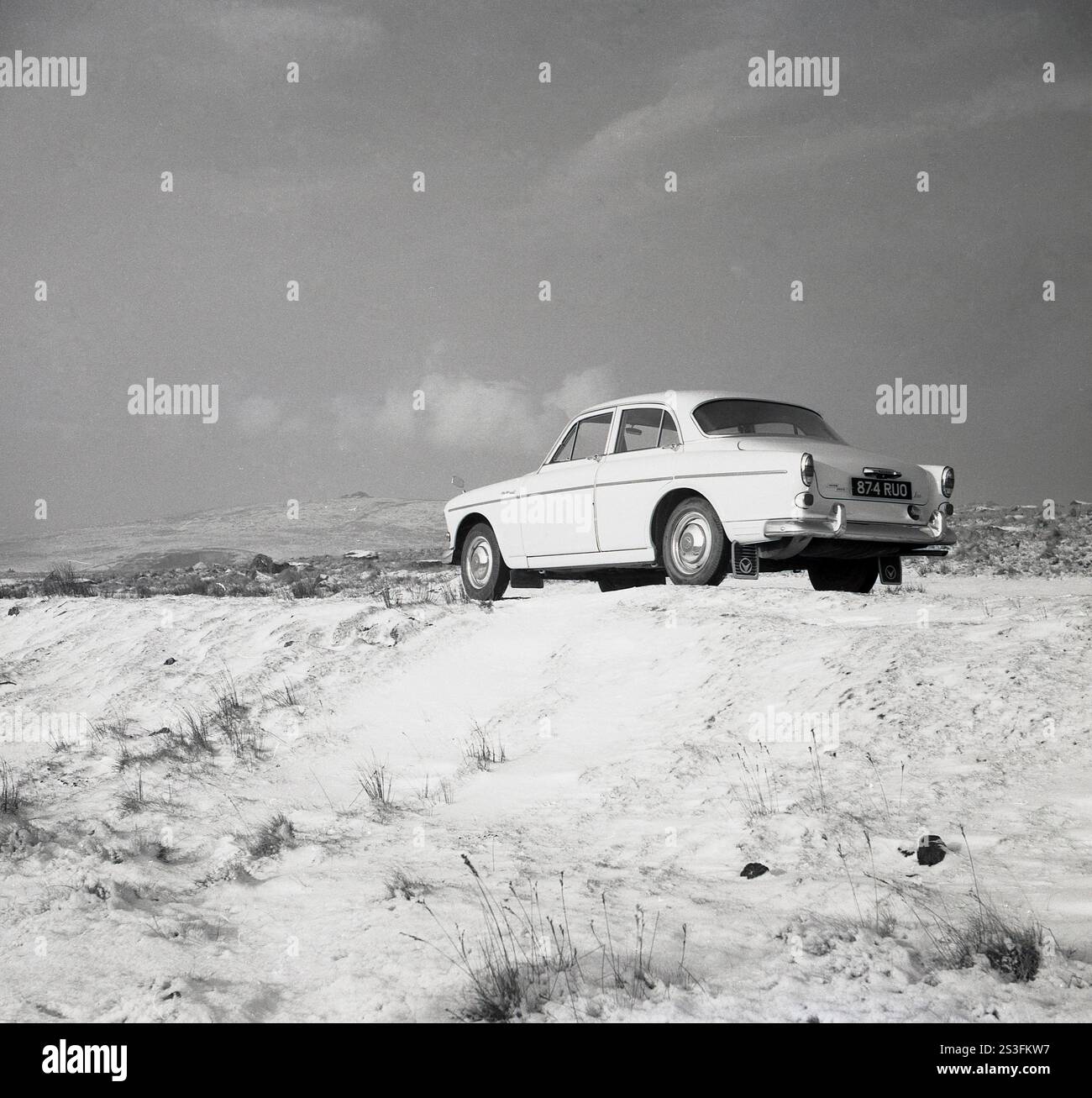 1960s, historcial, side view of a Volvo B18 car with Over Drive, no ...